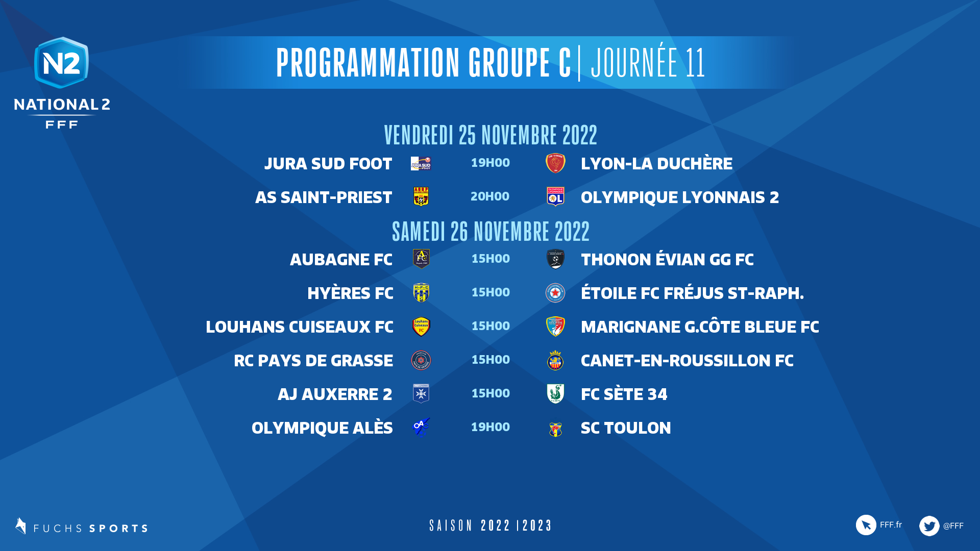 La programmation de la 11e journée